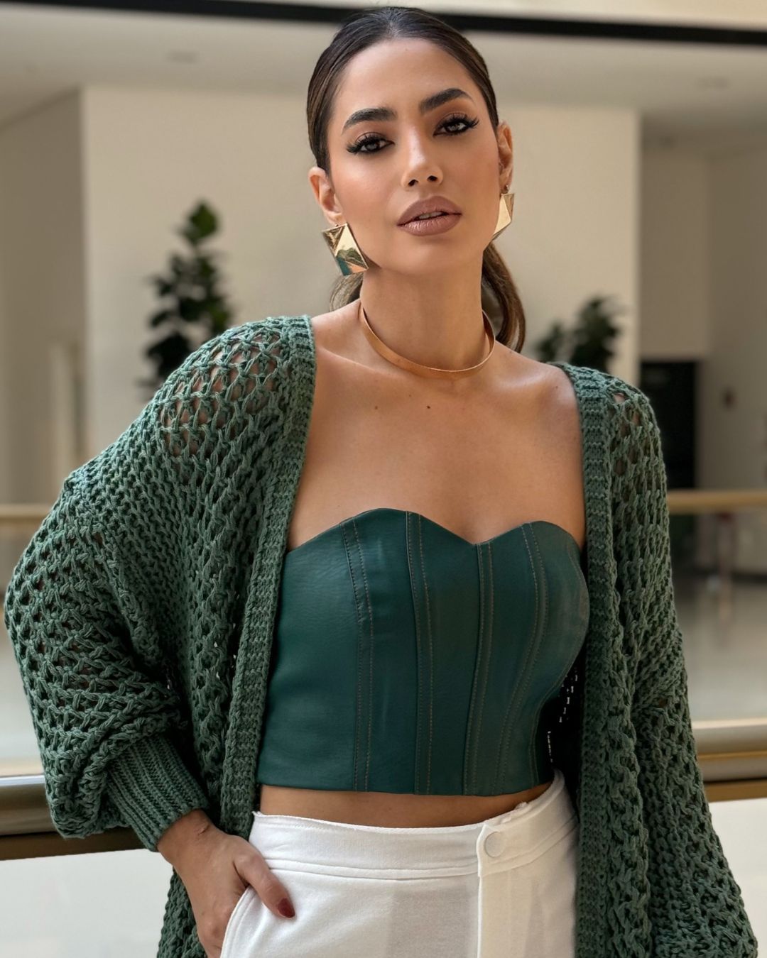 Top PU Recortes Verde - Murau