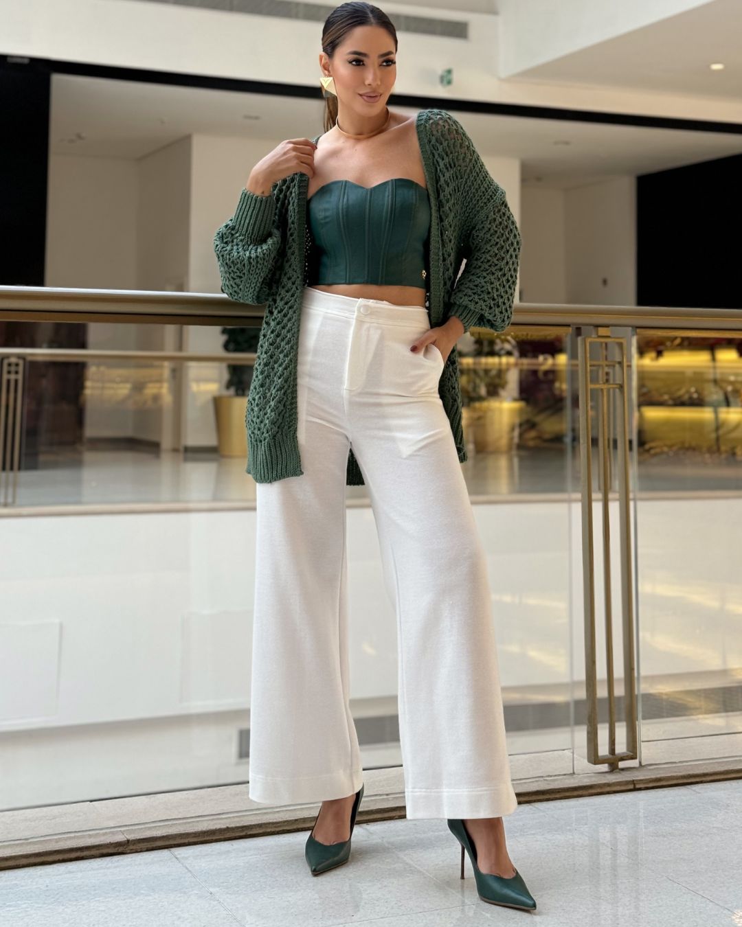 Top PU Recortes Verde - Murau